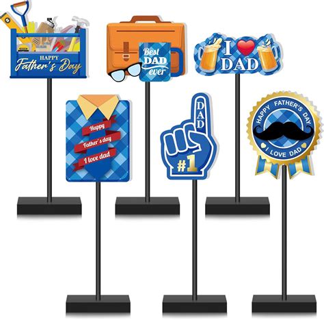 Juexica 6 Pcs Fathers Day Table Decorations Happy Fathers