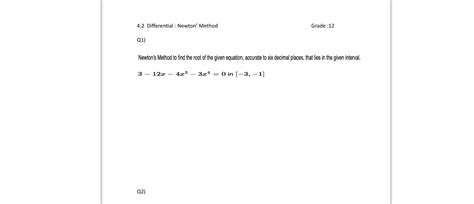 Solved Differential Newton MethodGrade Chegg Com