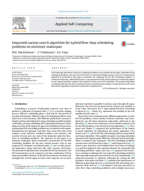 Pdf Improved Cuckoo Search Algorithm For Hybrid Flow Shop Scheduling