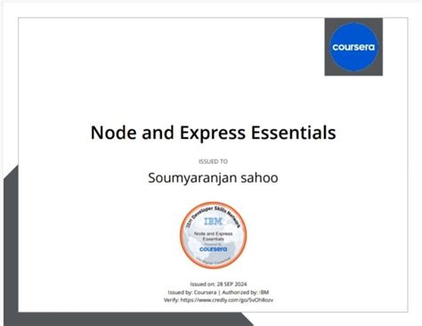Im Excited To Share That Ive Received A Certification In Node This Course Give More Skill