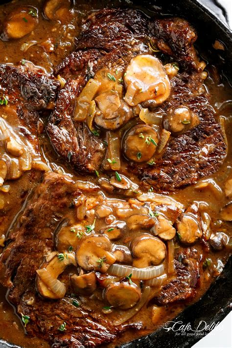 Ribeye Steaks With Mushroom Gravy Is Simple And Delicious Have Dinner Served On The Table In 15