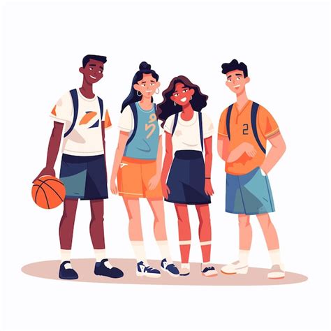 Premium Vector Group Of Motivated Basketball Players Stand Together