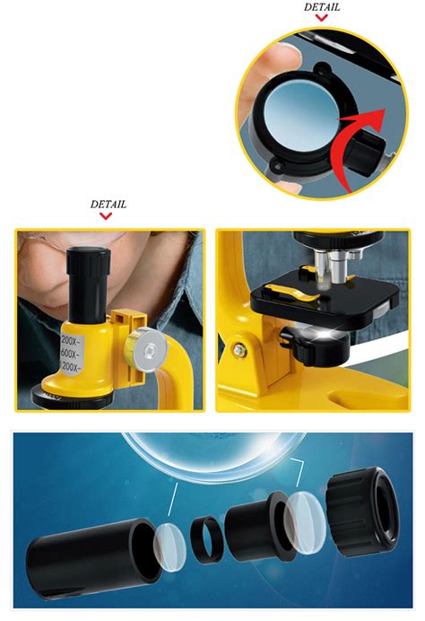 1200x Monocular Biological Microscope Set Science Educational For