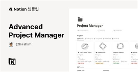 Advanced Project Manager 템플릿 제작자 Hashim Sultan Notion 노션 마켓플레이스