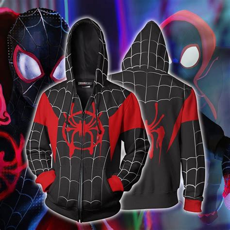 Spider Man Into The Spider Verse Miles Morales Cosplay Zip Up Hoodie
