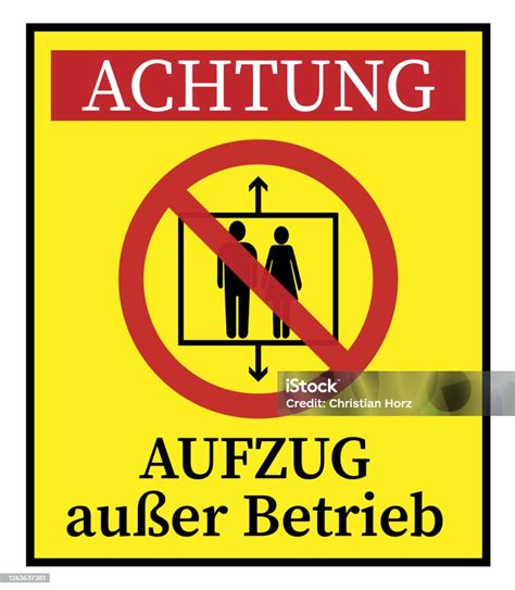 경고 기호와 서비스 중 엘리베이터에 대한 독일어 텍스트노란색 기호 고장에 대한 스톡 벡터 아트 및 기타 이미지 고장 엘리베이터 개념 Istock