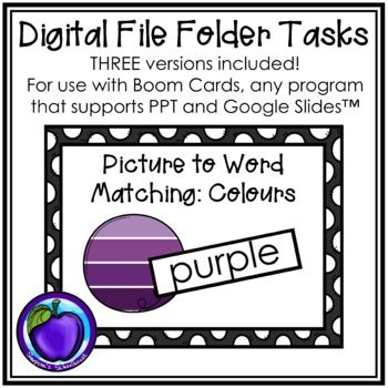 Digital File Folder Task Picture To Word Matching Colours TPT