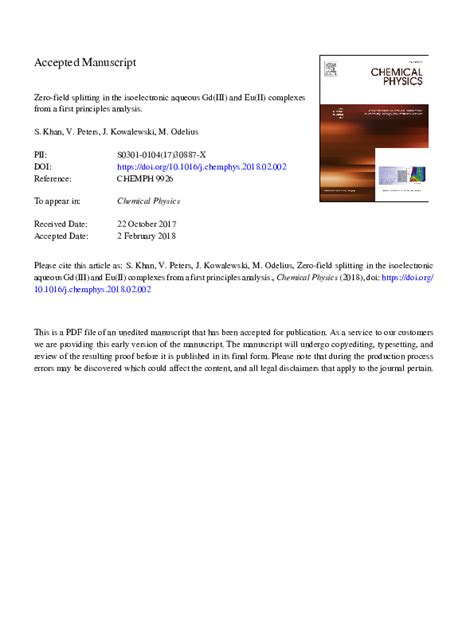 pdf zero field splitting in the isoelectronic aqueous gd iii and eu