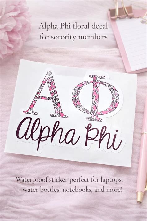 Alpha Phi Floral Car Decal Sorority Pink Greek Letter Sticker Etsy