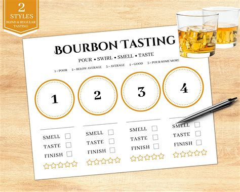 Bourbon Tasting Sheet Blind And Regular Styles Printable Etsy