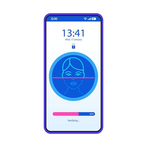 Premium Vector Face Recognition App Smartphone Interface Vector Template Mobile Page Blue