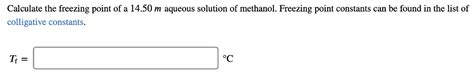 Solved Calculate The Freezing Point Of A M Aqueous Chegg