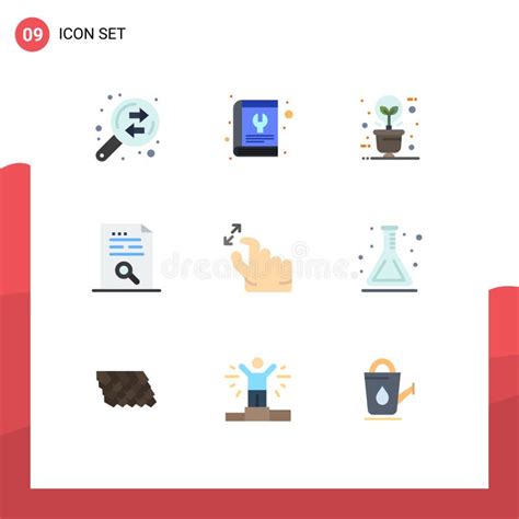 Set Of 9 Commercial Flat Colors Pack For File Data Tool Content Illumination Stock Vector