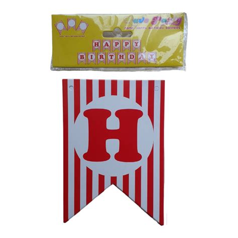 Банер за рожден ден Happy Birthday червено бял рае