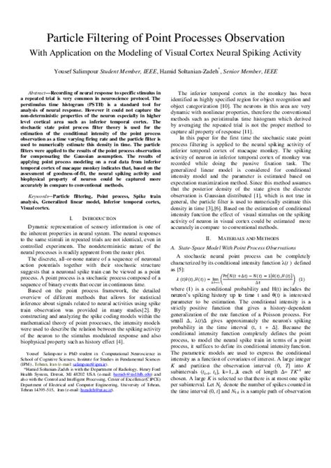 pdf particle filtering of point processes observation with application on the modeling of
