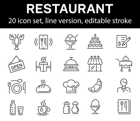 Restaurant Icon Set Line Version Editable Stroke 25502294 Vector Art At Vecteezy
