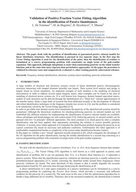 Pdf Validation Of Positive Fraction Vector Fitting Algorithm In The