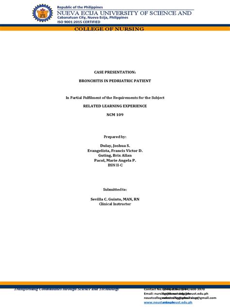 Bronchitis Case Presentation Pdf Bronchitis Medical Specialties