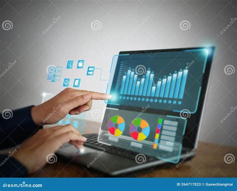 analyst working with business analytics and data management system on