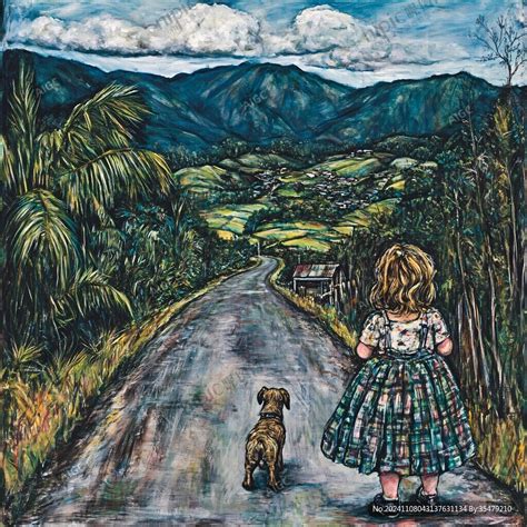 Ai创作图油画小孩 小朋友油画 遛狗的小女孩 艺术绘画的农村 艺术家之路 遛狗的小孩 丙烯画插画 女孩油画 禄劝县插画 回家路上童年少年 山里小姑娘 乡村女孩插画 希望大道 女孩决意装饰画