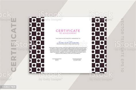 창조적 인 기하학적 패턴으로 졸업 또는 코스 완료를위한 현대 비즈니스 디플로마 템플릿 트렌디 한 디자인의 감사 수평 모형의 인증서 간단한 벡터 배경 Eps 10 감사장에
