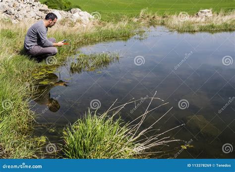Scientist Measuring Environmental Water Quality In A Wetland Stock Image Image Of Aquatic