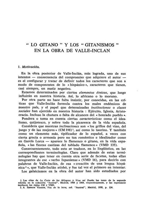 Lo Gitano Y Los Gitanismos En La Obra De Valle Inclán José M