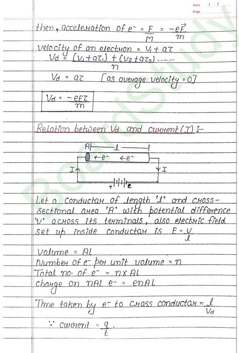 Ncert Class 12 Physics Chapter 3 Current Electricity Notes Handwritten