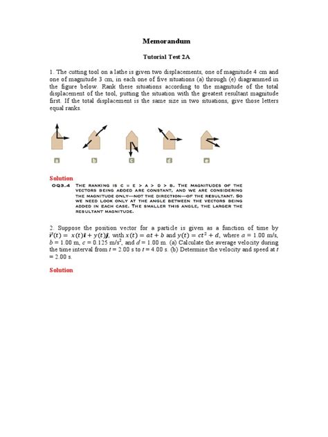 Tut Test 2 Memo Download Free Pdf Acceleration Euclidean Vector