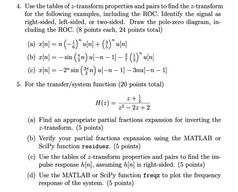 Solved 4 Use The Tables Of Z Transform Properties And Pairs Chegg Com