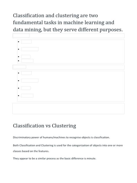 Classification And Clustering Are Two Fundamental Tasks In Machine Learning And Data Mining
