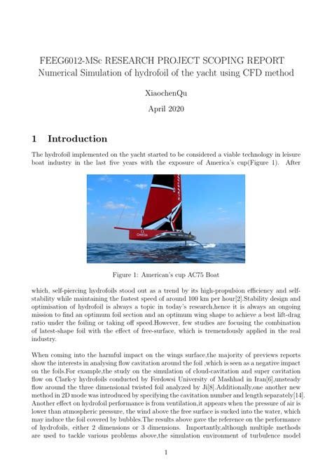 Pdf Numerical Simulation Of Hydrofoil Of The Yacht Using Cfd Method