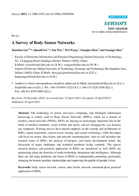Pdf A Survey Of Body Sensor Networks