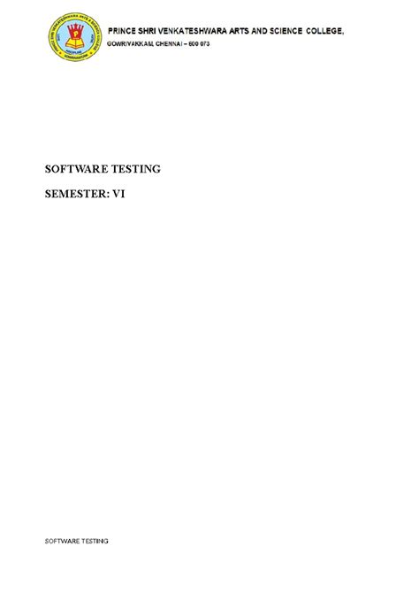 Notes Software Testing Software Testing Semester Vi Unit I Software