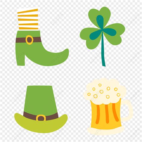 성 패트릭 데이 신발 일러스트 토끼풀 녹색 모자 맥주녹모삼엽초 Png 일러스트 무료 다운로드 Lovepik