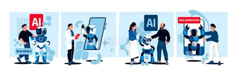 Cartoon Ai Concept Artificial Intelligence Chatbot Web Application