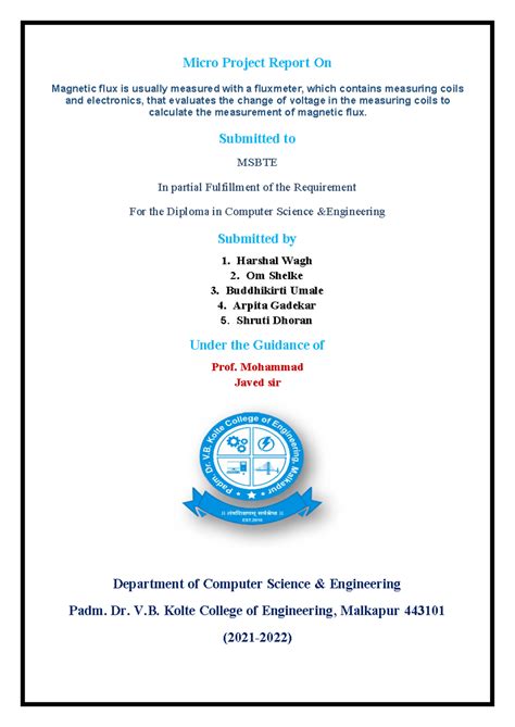 Microproject Physic 2 Micro Project Report On Magnetic Flux Is