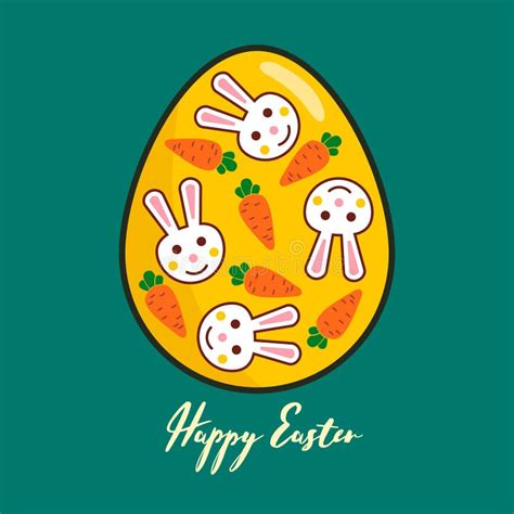 Happy Easter Greeting Card Design Flat Vector Stock Vector