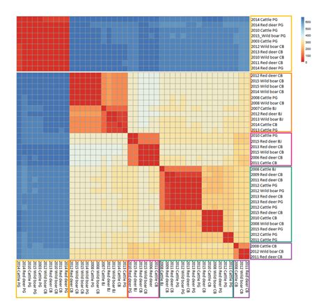 Heatmap Of Pairwise Snp Distances Based On The Absolute Differences Of