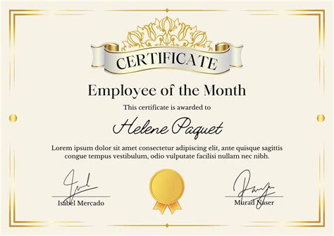 Official Employee Of The Month Certificate Free Custom Employee Of The
