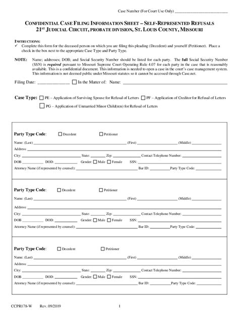 Fillable Online Confidential Case Filing Information Sheet Non