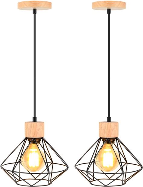 2 Stuks Hanglamp Vintage E27 Kroonluchter Industriële Kooi Plafondlamp
