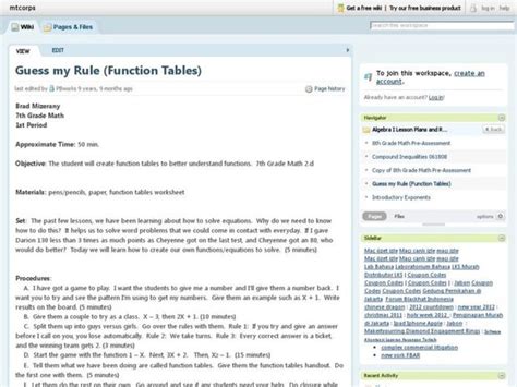 Guess My Rule Function Tables Lesson Plan For 7th Grade Lesson Planet