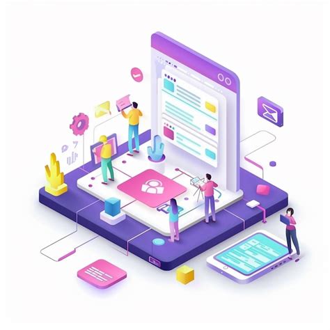 Ui And Ux Designer Isometric Composition Premium Ai Generated Image