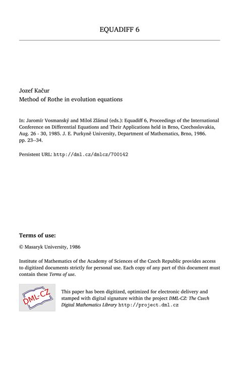 Pdf Method Of Rothe In Evolution Equations