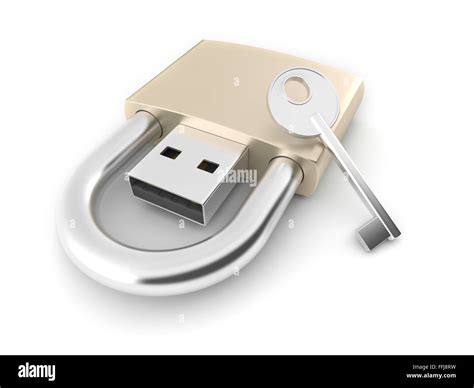 Concept Of Locked USB Drive With Key Stock Photo Alamy