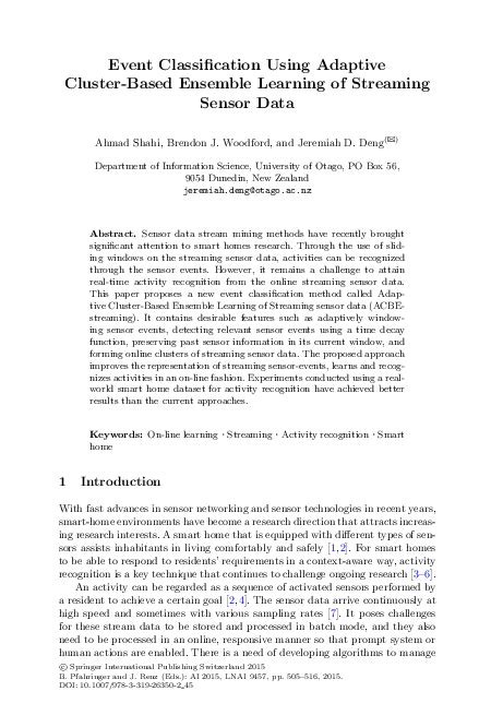 Pdf Event Classification Using Adaptive Cluster Based Ensemble
