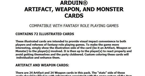 The Arduin Fantasy Card Collection RPG Item RPGGeek