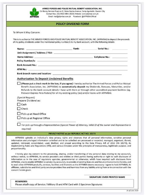 Policy Devidend Form Pdf