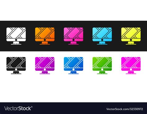 Set Computer Monitor And Folded Map With Location Vector Image